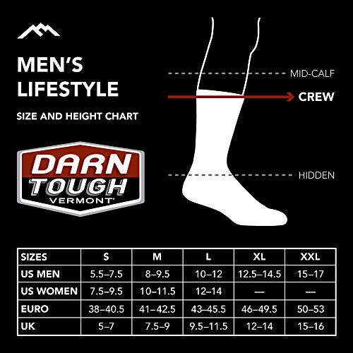DARN TOUGH (Style 1657) Men's The Standard Lifestyle Sock - (Charcoal, Large) - 6 Pack Special