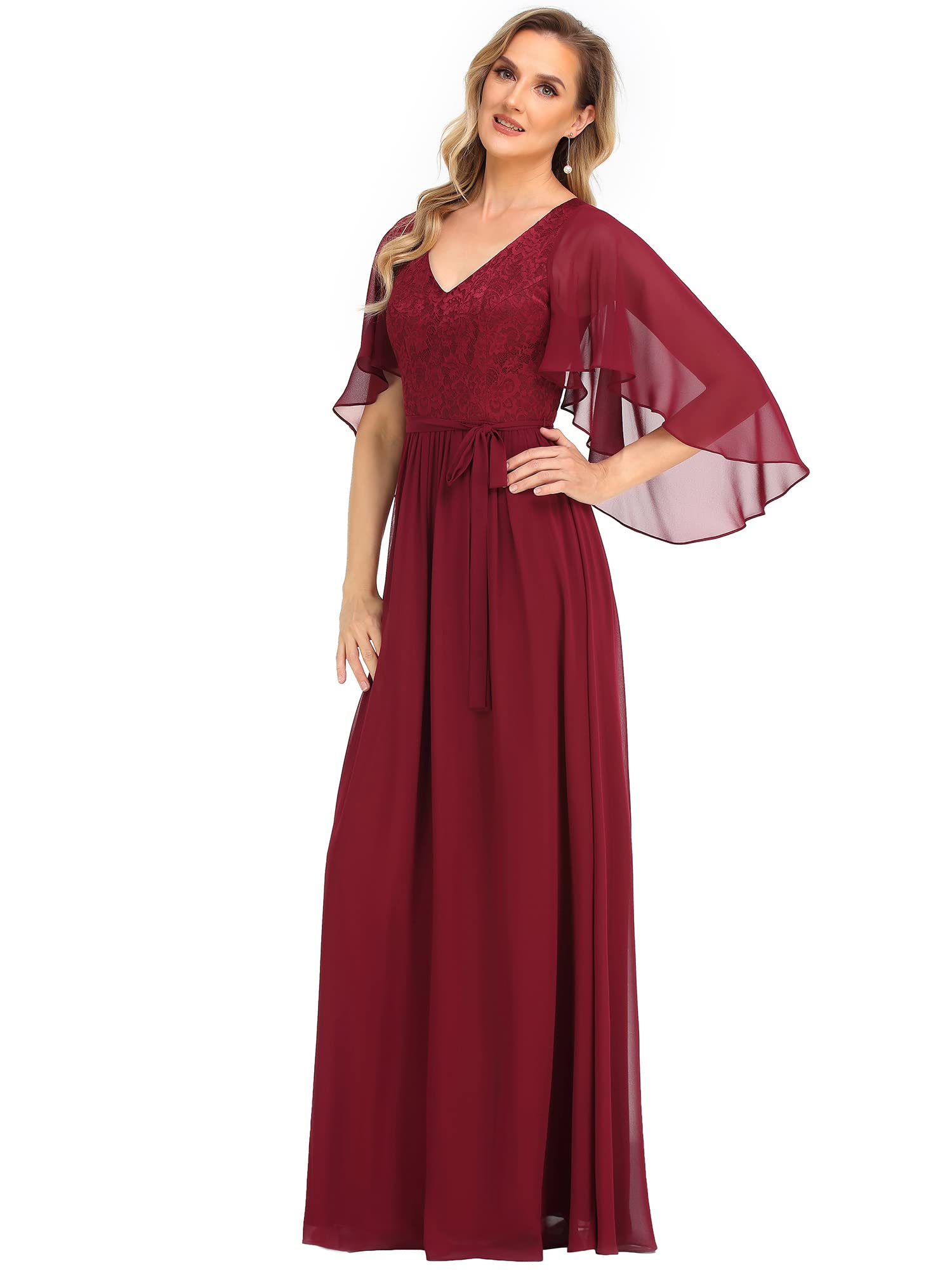 Ever-Pretty Women's Chiffon Maxi A-line Dance Party Dresses Burgundy US14