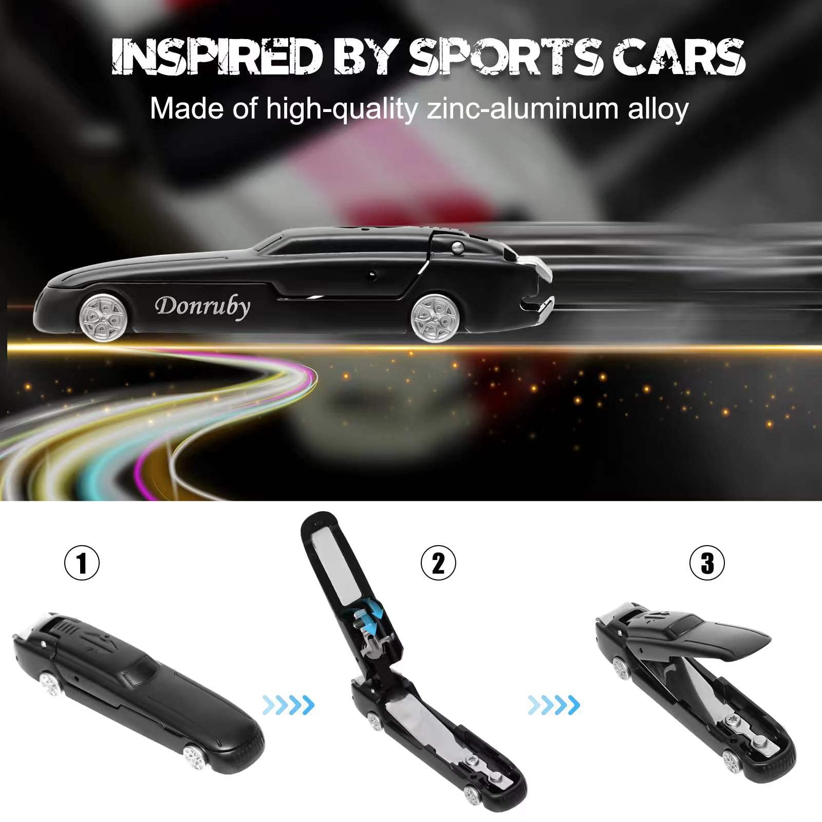 Donruby Nail Clippers Set, Nail Clippers for Men with Catcher - Car Shape Anti-Splash Toe Nail Clippers, Ultra Sharp Sturdy Fingernail and Toenail Clipper Cutters - With Cell Phone Stand Function