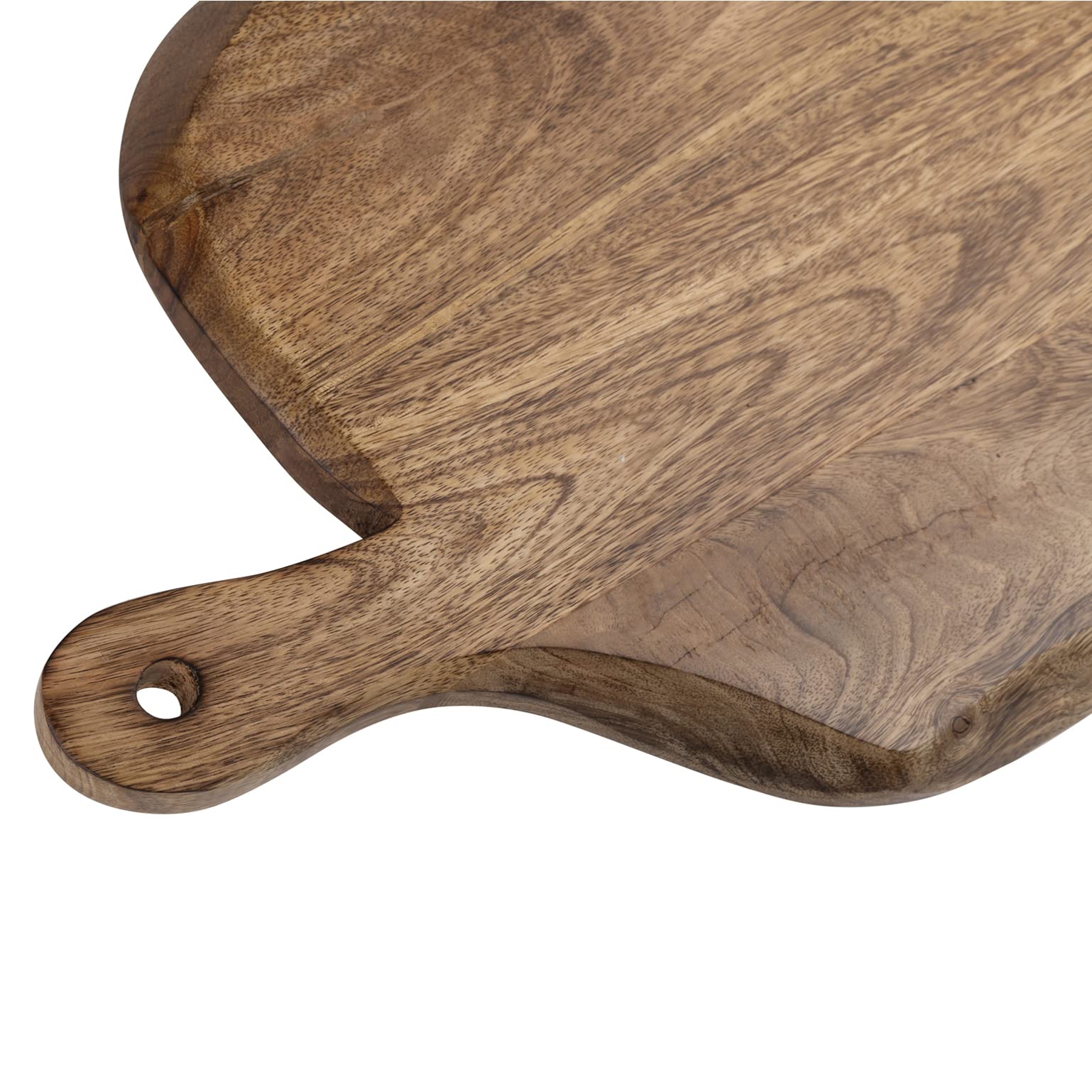 GoCraft Wooden Cutting Board with Handle | Mango Wood Leaf Shape | Chopping, Prep, Serve Board | Charcuterie Platter - 17" x 10.5"