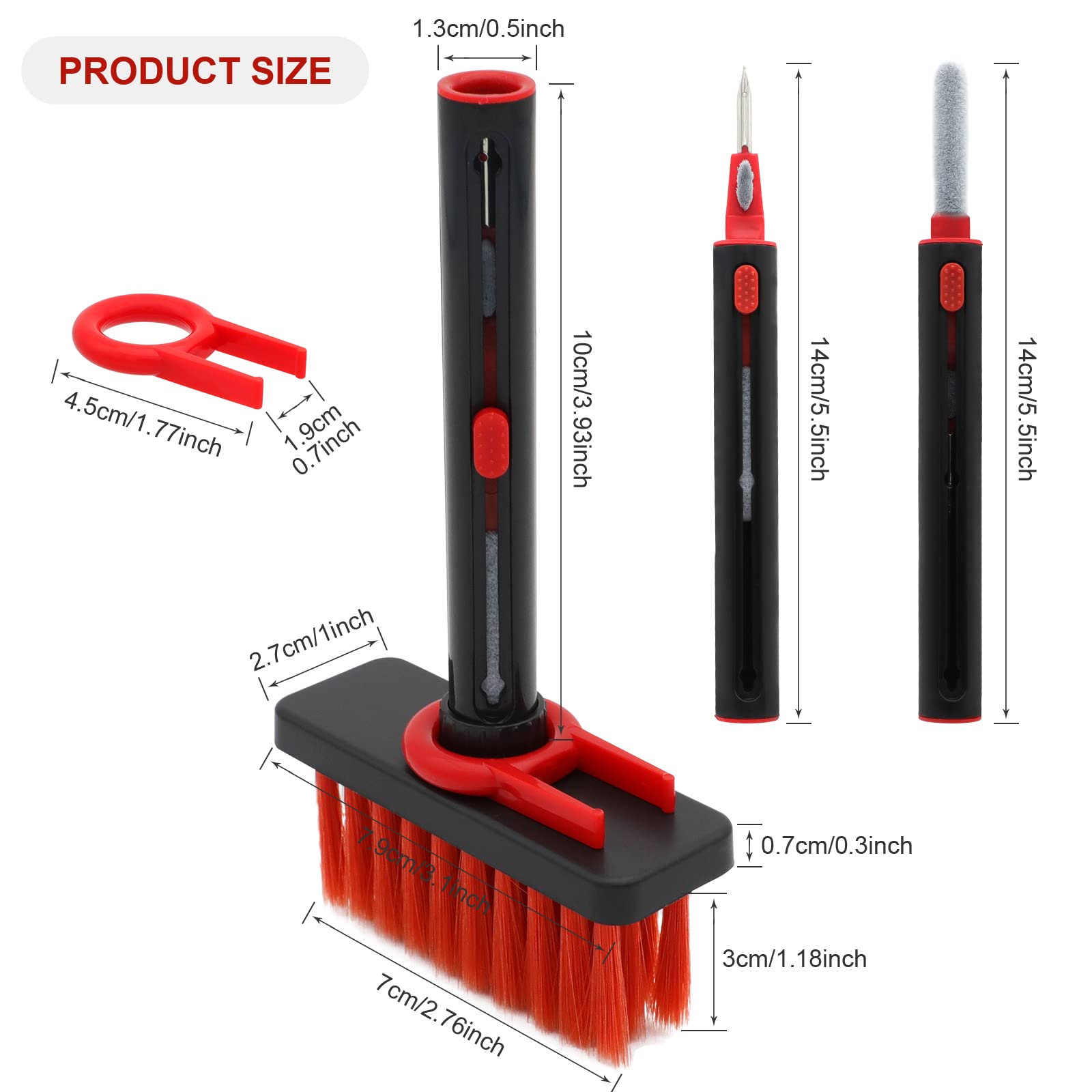 Keyboard Brush,2 Pack Upgrade 5-in-1 Multi-Function Keyboard & Earphone Soft Brush Cleaner Tools Kit for Earphone AirPods/Earbud/PC/Laptop/Computer/Bluetooth Earphones(with Key Puller)