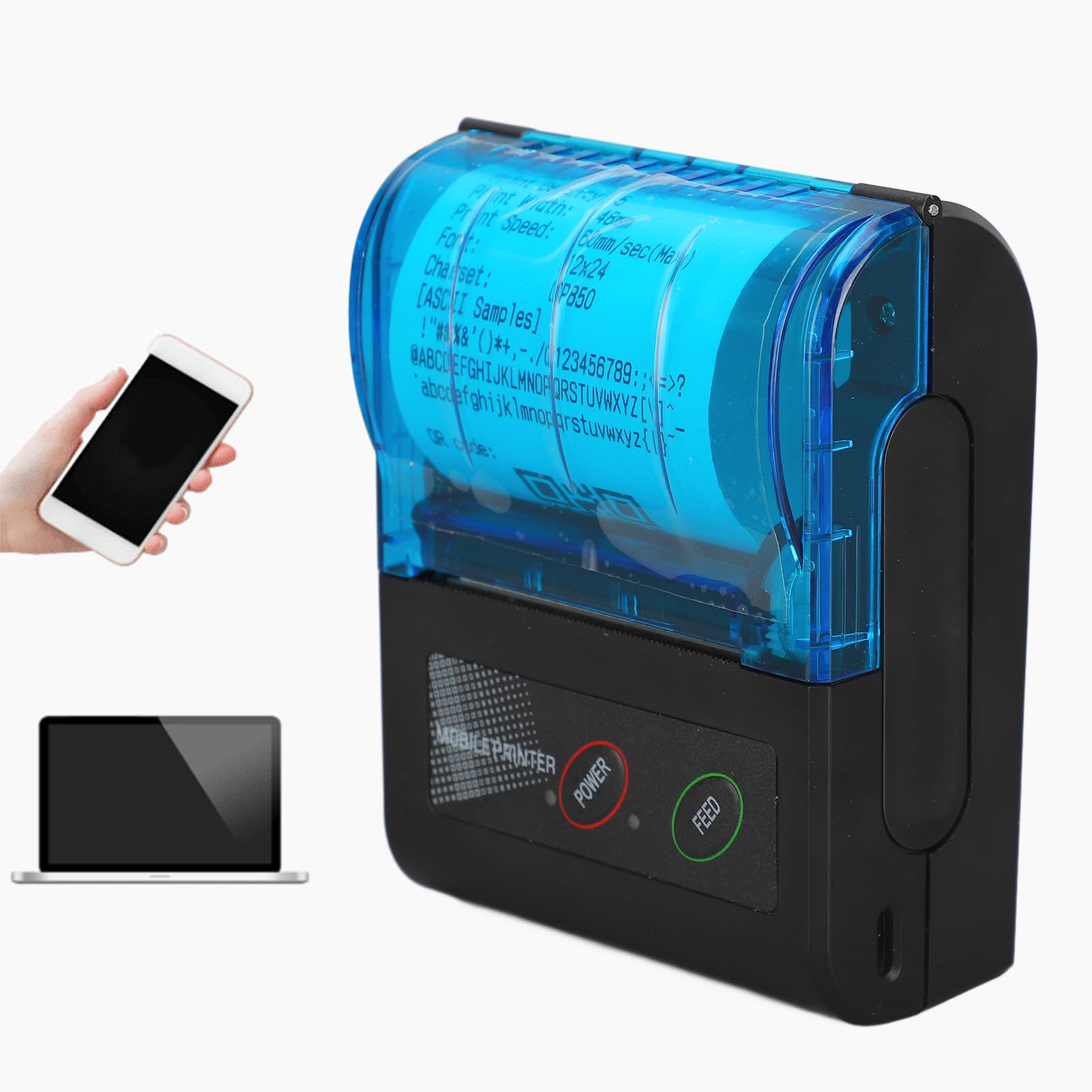 Marhynchus Pocket Inkless Thermal Printer Mini Portable Printer Fast Printing for Home or Office US Plug 100‑240V