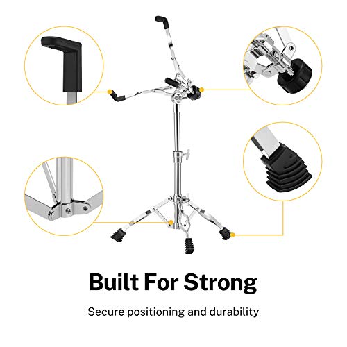 Donner Snare Drum Stand, Concert Snare Drum Stands Adjustable Snare Stand Double Braced with Drumstick Holder Fit for 10''-14'' Dia Drums, Height Range 14.2-22.8 Inches