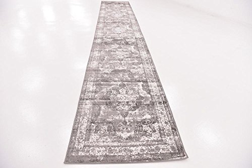 Unique Loom Sofia Collection Area Rug - Salle Garnier (3' 3" x 19' 8" Runner, Gray/ Ivory)