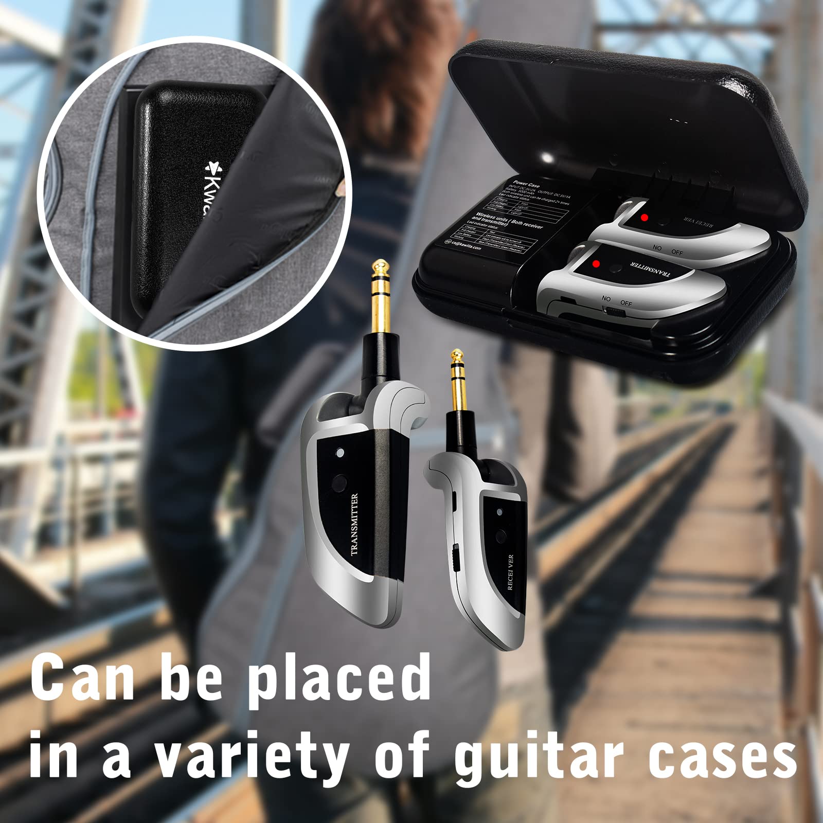 Guitar System, Wireless Guitar Transmitter Receiver, Guitar Wireless System, Wireless Transmitter and Receiver, Guitar Wireless Transmitter Receiver, Cordless Rechargeable with Charging Case