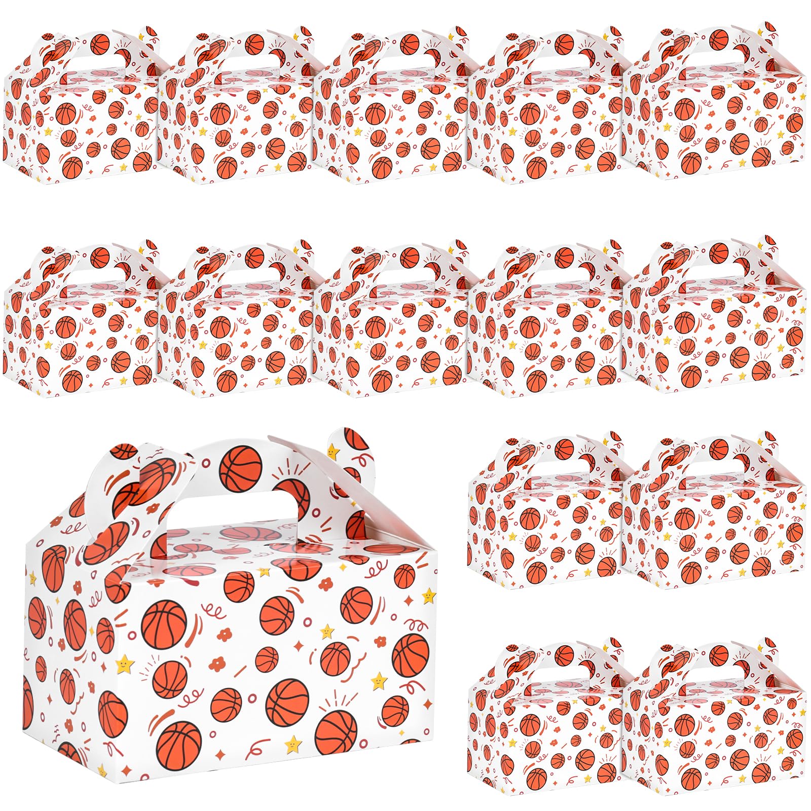 JOHOUSE 16PCS Party Favor Boxes, Basketball Party Favors Boxes Goodie Bags Treat Boxes for Sports Birthday Party Decorations 6.1×3.5×3.3 inch