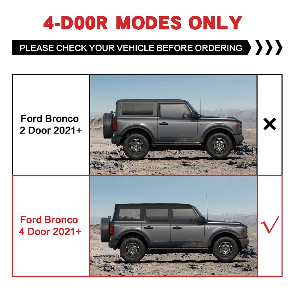 Heavy Duty Running Boards Fit for Ford Bronco 4 Door 2021 2022 2023 2024 Black Side Tube Step Nerf Bar
