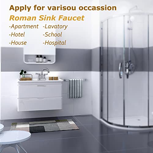 Hangoro Bathroom Faucet, 2 Lever Handles Centerset Faucets for Bathroom Sink, Touch On Bathroom Faucets w/Pop Up Drain for Vanity, Lavatory, Bathroom or Sink, Chrome(L2303-CP)