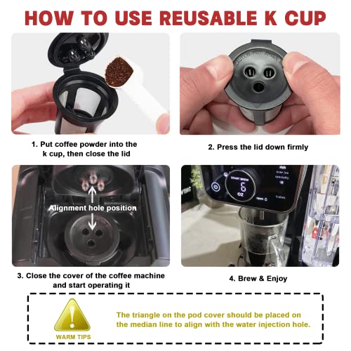 Reusable Coffee Pods Compatible with Ninja DualBrew Coffee Maker, 4 Pack Reusable K Pod Permanent k Cup Coffee Filter Accessories for Ninja CFP301 CFP201 CFP307 Dual Brew Pro