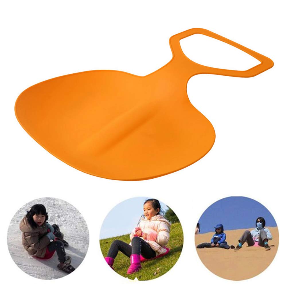 discountstore145 Snow Saucer Sled Plastic Disc Sled Round Snow Sled Kids Snow Sled Saucer Orange