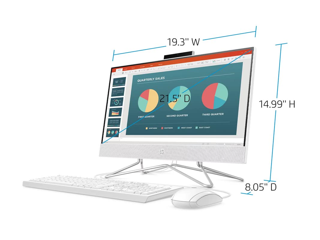 HP 2022 21.5" FHD IPS ZBD 250 nits All in ONE Desktop, Intel Celeron G5900T Processor, 16GB RAM, 256GB PCIe SSD, Intel UHD Graphics 630, HD Webcam, DVD-Writer, HDMI, Win 11, White, 32GB USB Card