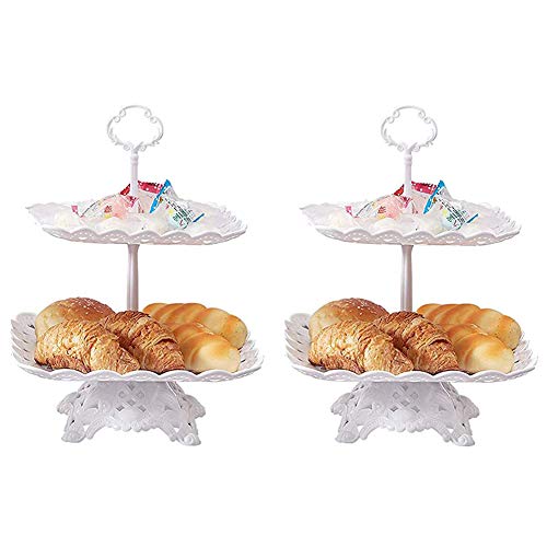 Set of 12 Pieces Cupcake Stands Plastic Dessert Stand Cupcake Holder Plate Serving Tray Fruit Plate for Wedding Birthday Party Fruits Desserts Candy Bar Display White