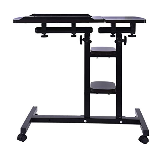 Small Desks for Home Office Small Spaces Bedside Sofa Computer Working Reading Writing Desk Folding Adjustable Mobile Standing Table (Black)