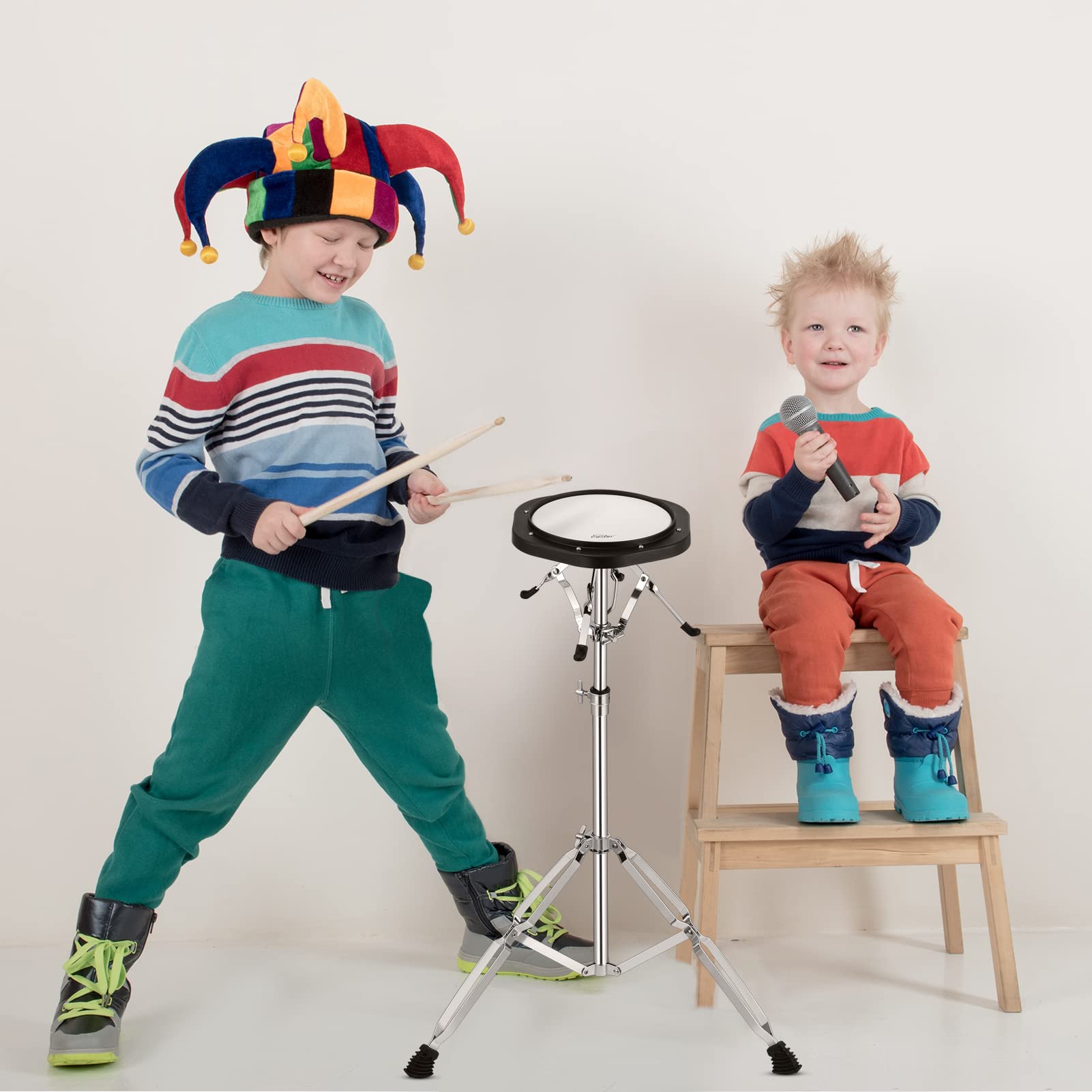 Eastar Advanced 32 Note Glockenspiel Xylophone Bell Kit Beginner Students, Percussion Kit with 8'' Drum Practice Pad, Adjustable Stand, Glockenspiel Stick, Drum Sticks and Carrying Bag