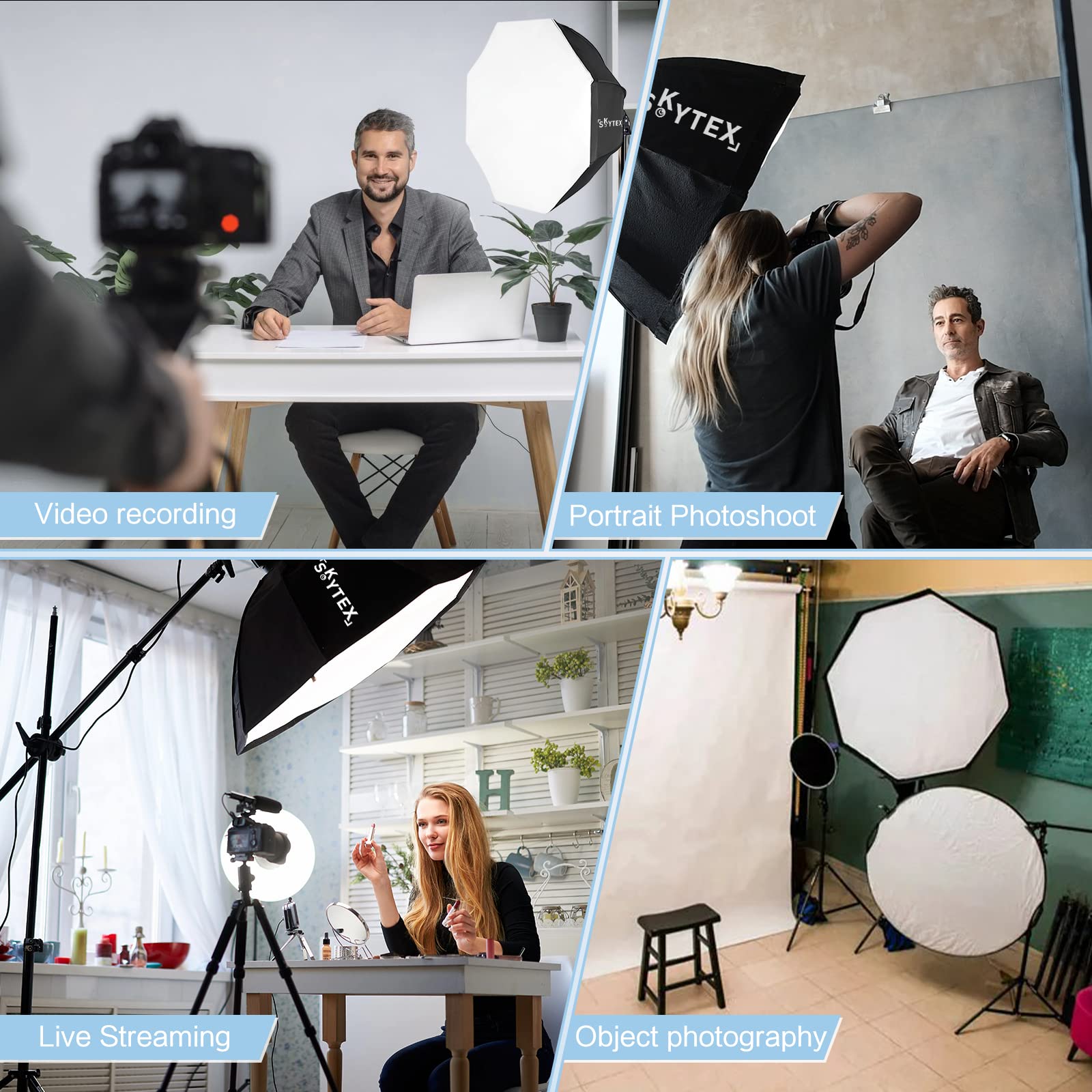 Skytex Softbox Lighting Kit(1Pack), Continuous Photography Lighting Kit with 20x28in Soft Box 2x135W 5500K E27 Bulb, Photo Studio Lights Equipment for Camera Shooting, Video Recording