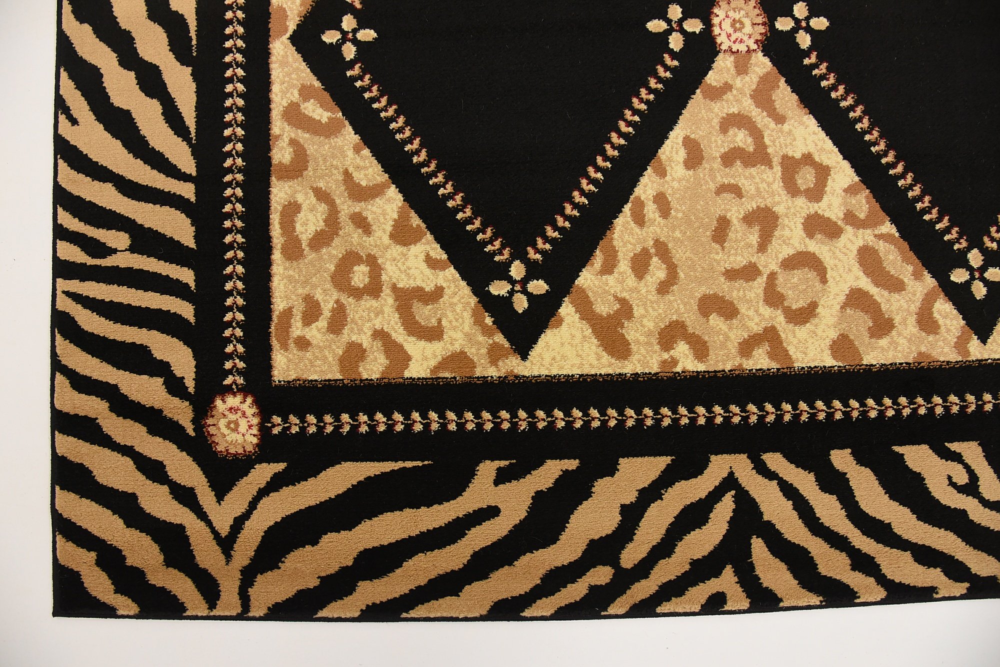 Unique Loom Wildlife Collection Animal Inspired with Tiger Bordered Design Area Rug, 9 ft x 12 ft, Light Brown/Black
