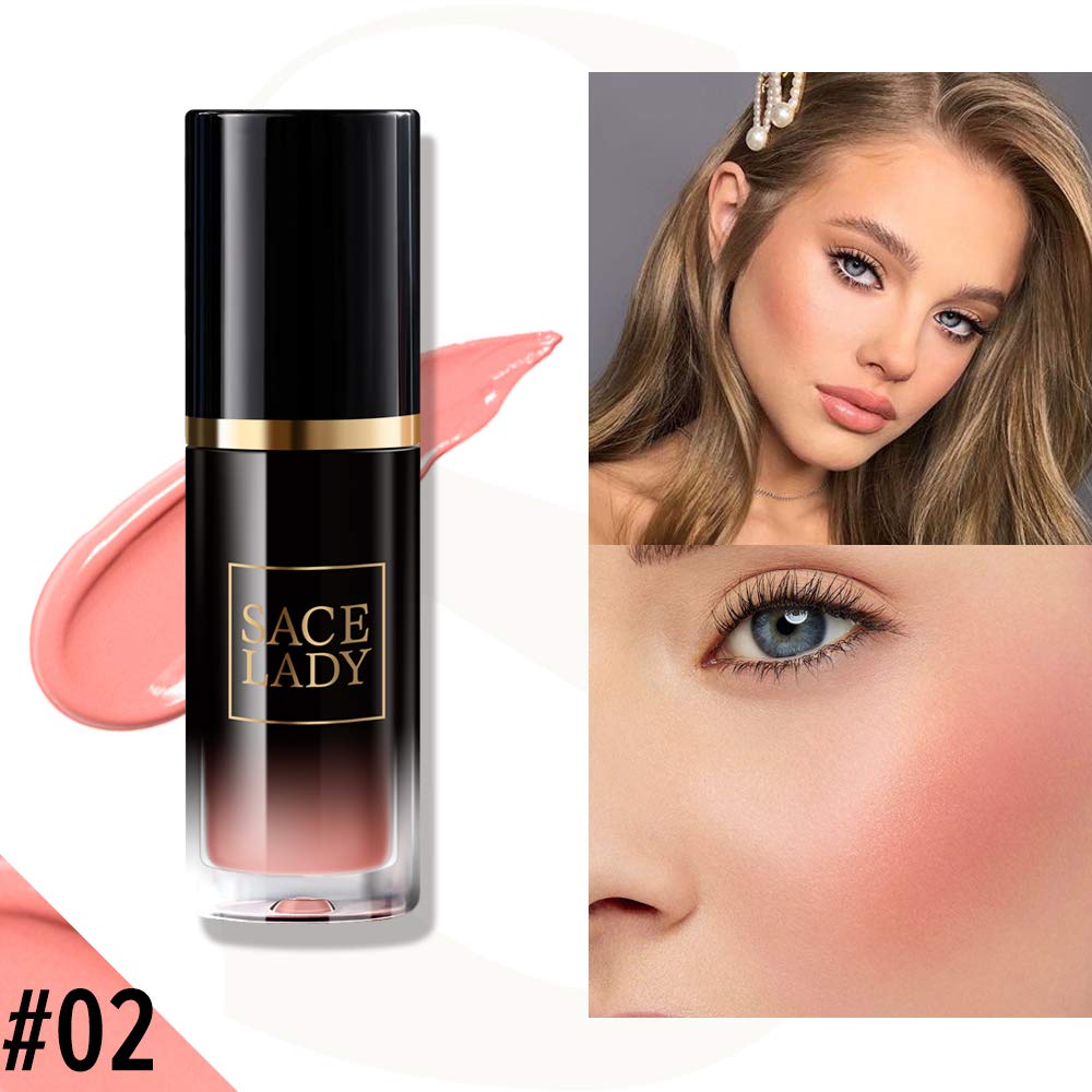 Face Blush Make-Up Pigmented Natural-looking Liquid Cheek Blusher Cream Gel, Long Lasting, Lightweight, Blendable, Cruelty Free Sace Lady Women Makeup, 0.14Fl Oz (CUP CAKE)