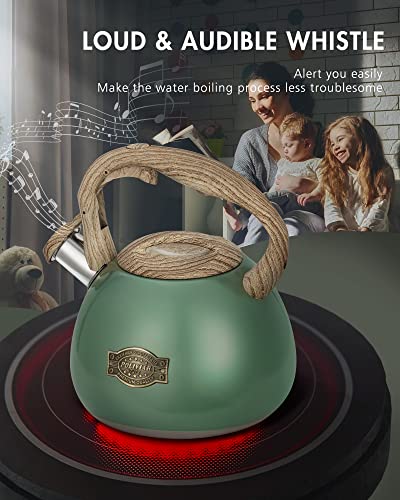 POLIVIAR Tea Kettle, 2.7 Quart Stovetop Tea Kettle, Audible Whistling Teapot, Food Grade Stainless Steel for Anti-Rust, Anti Hot Handle, Suitable for All Heat Sources (JX2022-MN30)