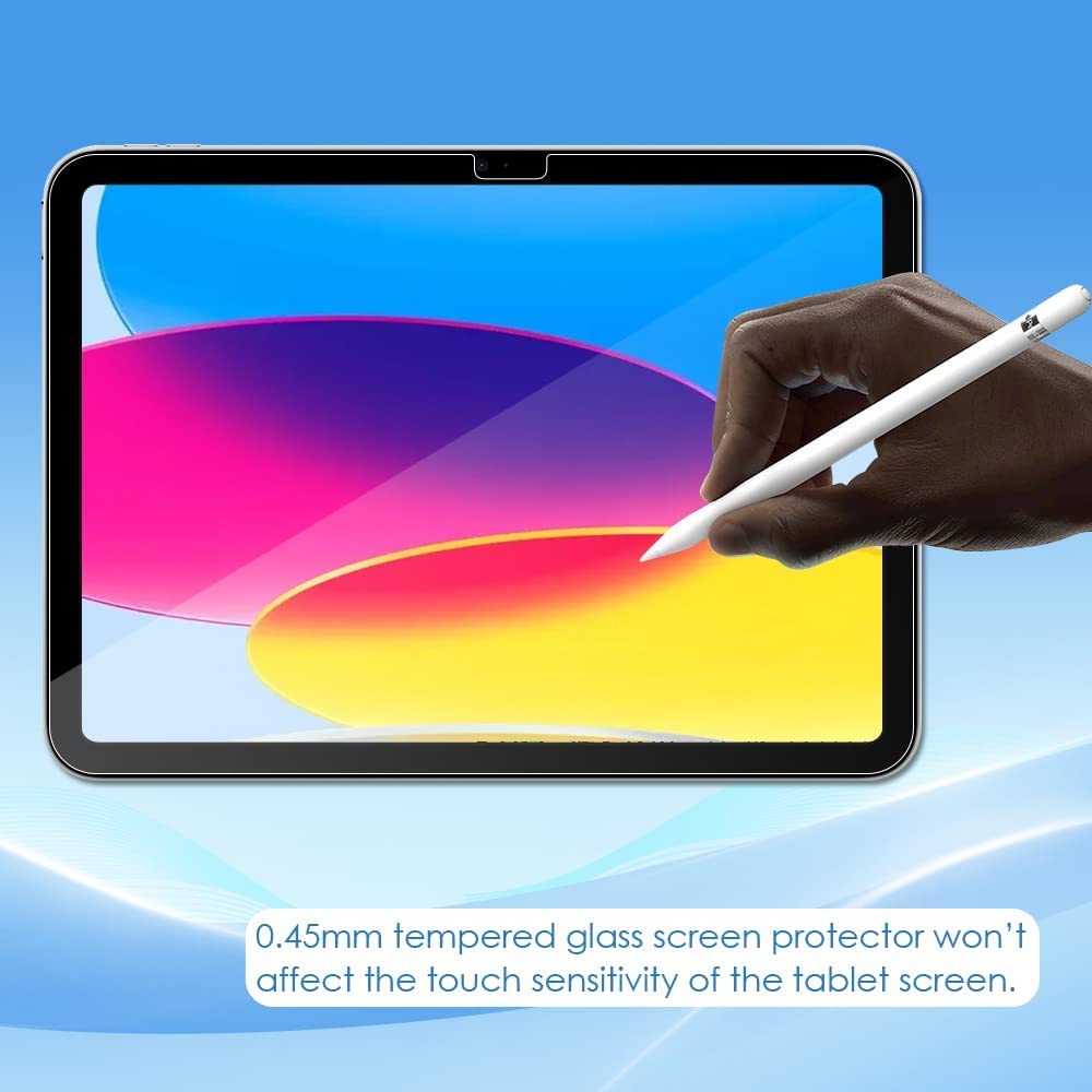 KIQ 2 Pack Tempered Glass for iPad 10th Generation Screen Protector 2022 Compatible iPad 10.9 Screen Protector 10.9 Inch 10th gen