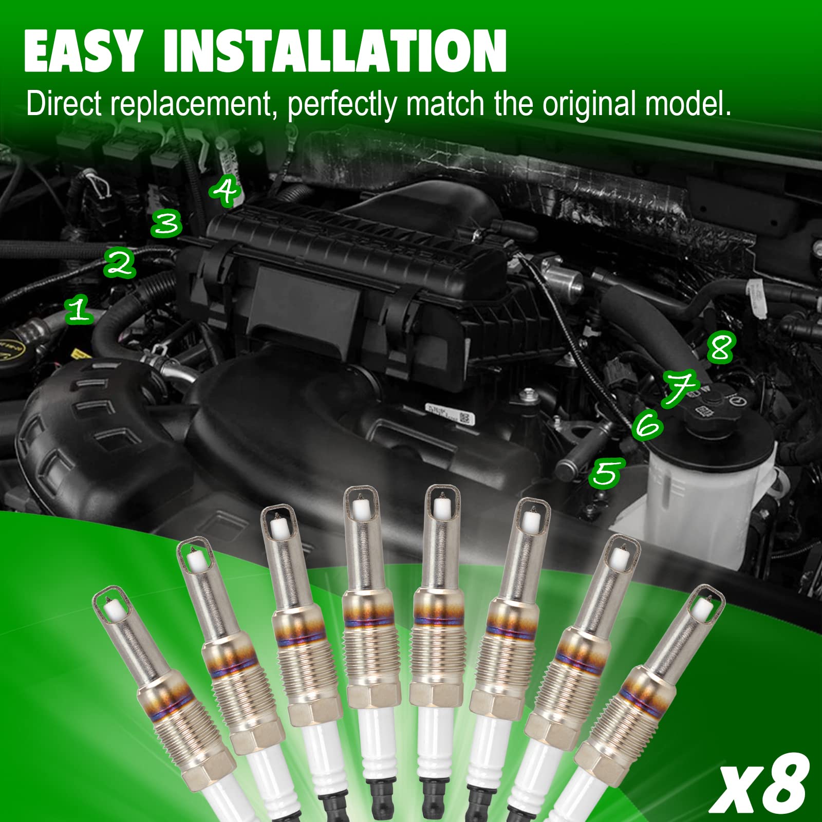 Engine Dancer Triton V8 Engine Iridium Spark Plug SP515 Compatible with 06-08 Explorer 4.6L 05-08 Expedition 5.4L 04-08 F-150 F-250 Super Duty 5.4L 6.8L Mark LT Navigator 5.4L…