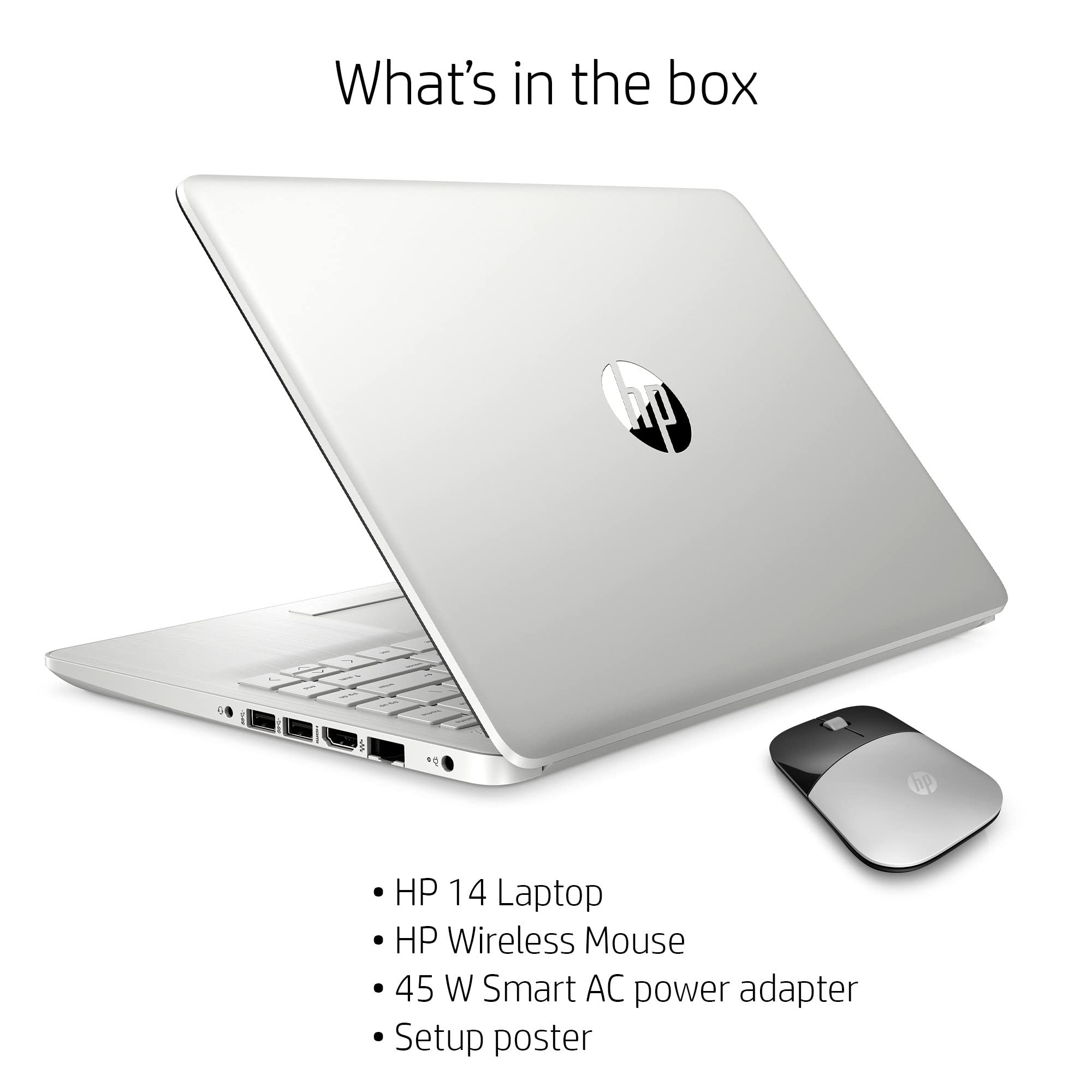 HP 2022 Newest Laptop Computer, 14" HD Display, Quad-Core Intel Pentium N5030 (Upto 3.1GHz), 16GB RAM, 512GB SSD, HD Webcam, HDMI, Bluetooth, WiFi, RJ-45, 1-Year Office 365, Win10+MarxsolCables
