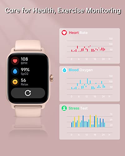 Smart Watch for Women (Answer/Make Call), 1.8" Touch Screen Activity Trackers for Android iPhone Compatible with Alexa Built in, Fitness Heart Rate Blood Oxygen Sleep Monitor, IP68 Waterproof