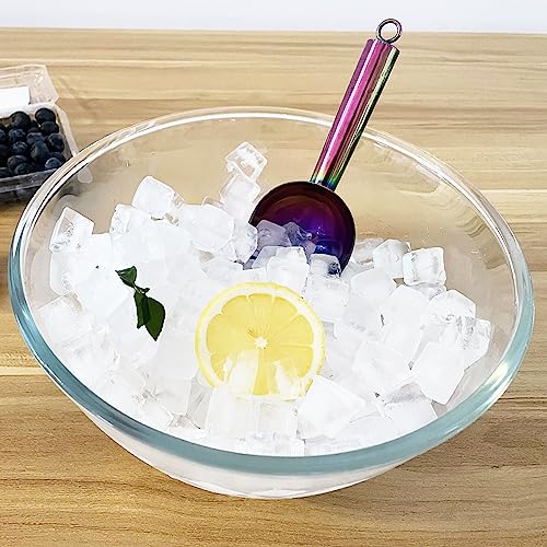 Metal Ice Scoop 3 Oz, Small Stainless Steel Ice scooper for Ice Maker Ice Bucket Kitchen Freezer Bar Party Wedding, Multipurpose for Popcorn Scoop,Flour Scoop,Dog Food Scoop (3 OZ, Rainbow)