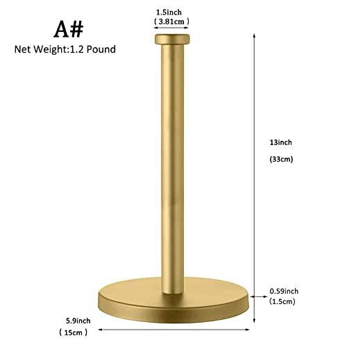 Gold Stainless Steel Paper Towel Holder, Sturdy and Heavy for Kitchen Bathroom Bedroom Office Restaurant Coffee Shop Study Iiving Room Toilet(Gold)