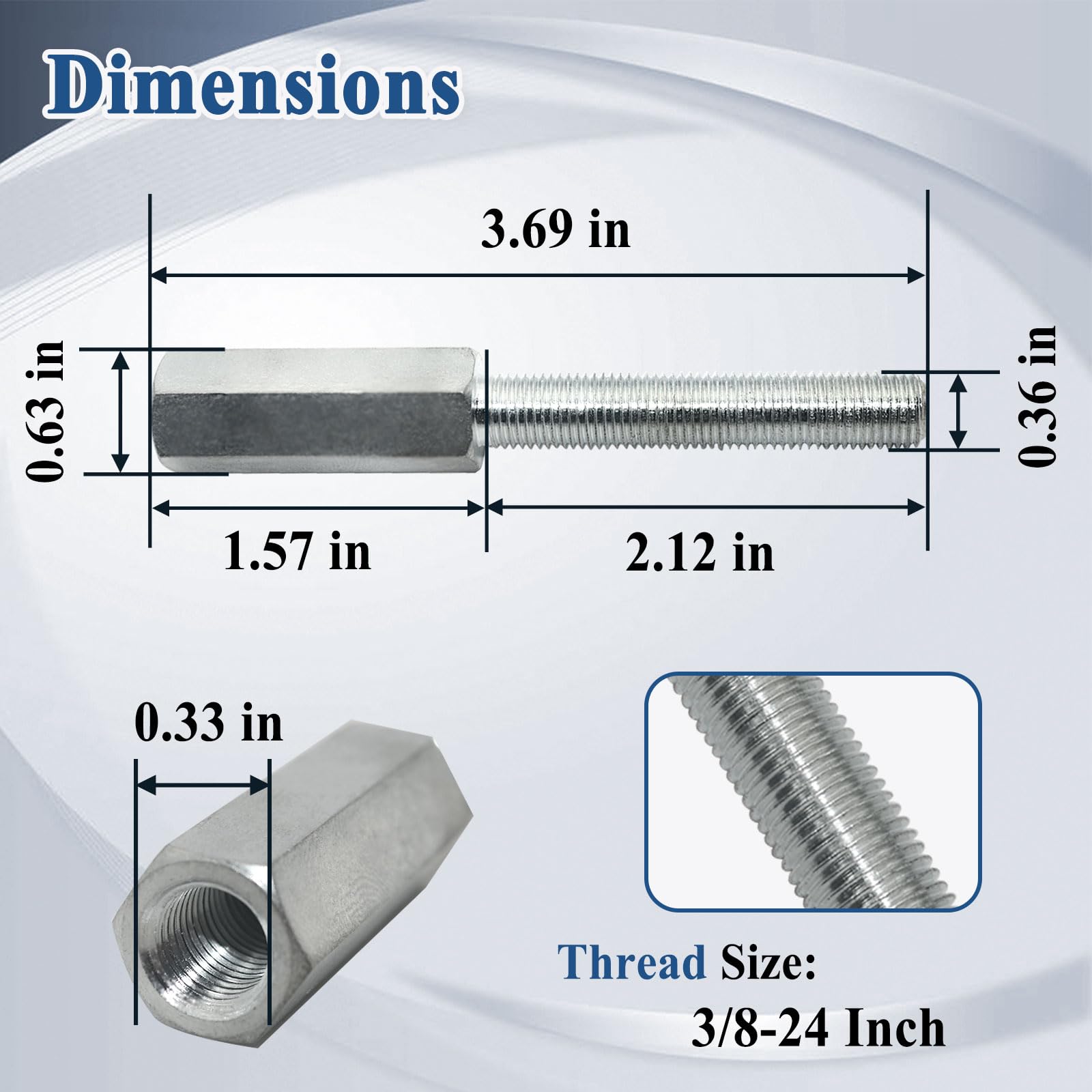 Ebrmeiwo 2 Pcs 1290 Shock Extension, Length of Shock Extension is 3", Thread Size 3/8-24 Inch, Replace The Vehicle Extension Shock, Silver Gloss