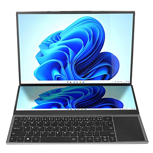 FOTABPYTI Dual Screen Laptop Computer, 128GB PCIe NVMe M.2 SSD 16in 14in Dual Screen Laptop for Intel for Core I7 CPU for Office (US Plug)