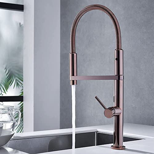 JiaYouJia Kitchen Faucet with Pull Down Sprayer High Arc Dual-Mode Pull Out Kitchen Sink Faucet Single Handle Lever (Rose Gold)