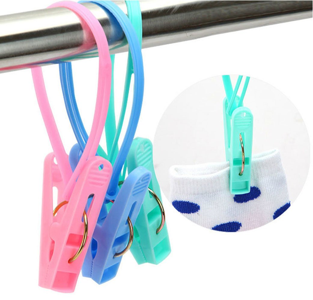 yueton Pack of 12 Clothes Peg Clip Pins Rope Hanging Clothesline Windproof Hanger (Multicolor)