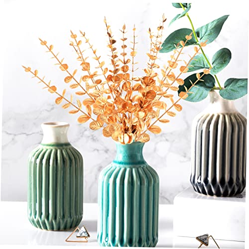 NOLITOY 10Pcs Eucalyptus Leaves Gold Home Decor Green Leaves Artificial Flowers Green Leaves Decor Faux Silver Eucalyptus Fall Decor Plants Artificial Greenery Stems Plastic Vase Decors