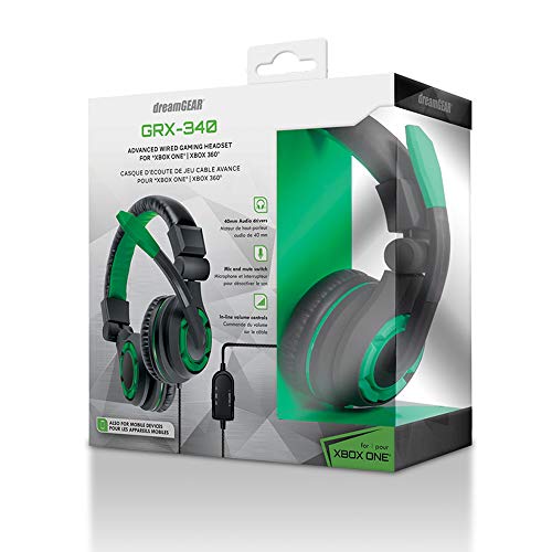 dreamGEAR: GRX-340 Advanced, Wired Stereo Gaming Headset for XBOX One Includes Inline Dual Volume Control For Chat and Game Sounds. Also works with PS4, and other systems
