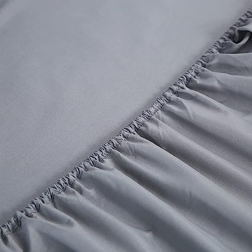 SDY 4PCS Grey Bed Sheets Set Queen Size, Hotel Style Luxury Bedding Sheets & Pillowcases Including 1 Top Flat Sheet+1 Fitted Sheet+2 Pillowcases, Wrinkle Fade Stain Resistant(Grey,14‘’)…