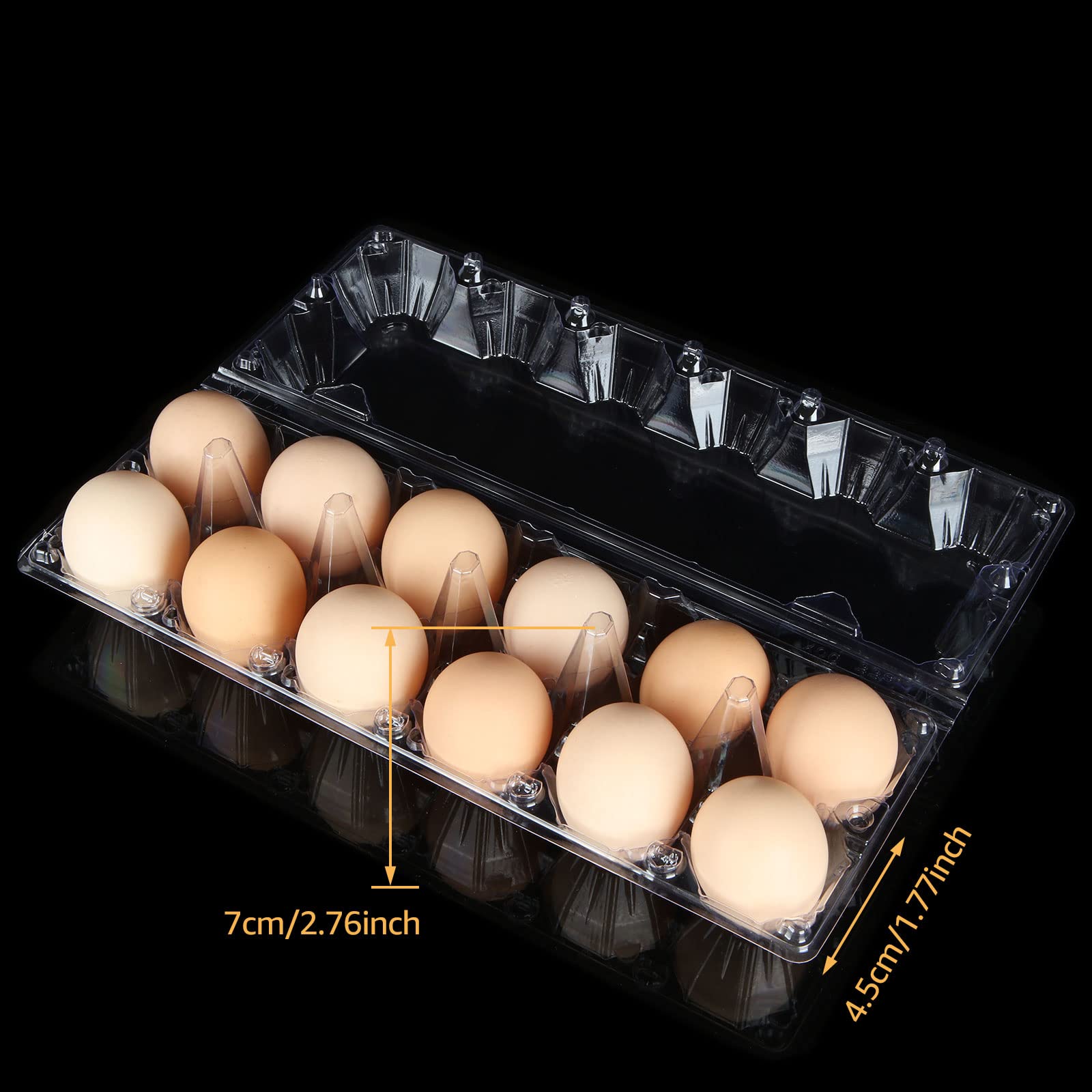 FVIEXE 36PCS Egg Cartons Cheap Bulk, Reusable Plastic Egg Carton, Each Holds 1 Dozen Chicken Eggs (12 Eggs), Clear Empty Chicken Egg Tray Egg Holder for Family Pasture Farm Market, Large Size