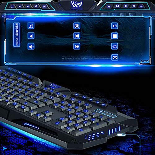Tri-Color Backlit Gaming Keyboard USB Wired Floating Keyboard, Powered Full N-Key Game Keyboard, Quiet Ergonomic Water-Resistant Mechanical Feeling Keyboard,for Desktop, Computer, PC(Black)