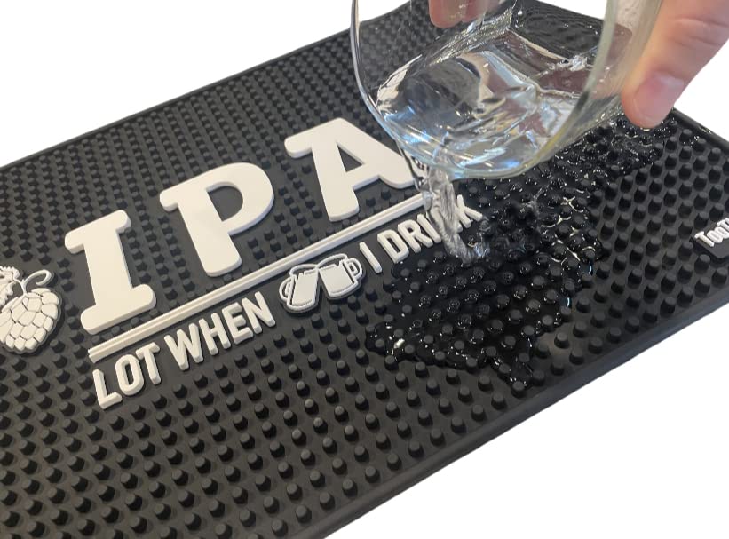 IPA Lot When I Drink 17.7" x 11.8" Funny Bar Spill Mat Rail Countertop Accessory Home Pub Decor Slip Resistant Durable Thick Bar Covering for Craft Brewery Kitchen Cafe and Restaurant Accessory