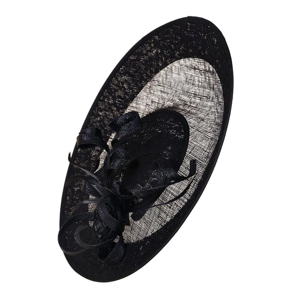 EYHLKM Ladies Wedding Hat Linen Large Wide Brim Cocktail Tea Party Dress