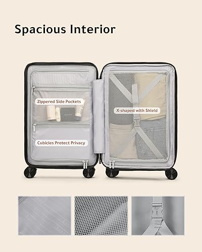 PC Blue Carry On Luggage 22x14x9 - Expandable Hard Shell Suitcase with Spinner Wheels