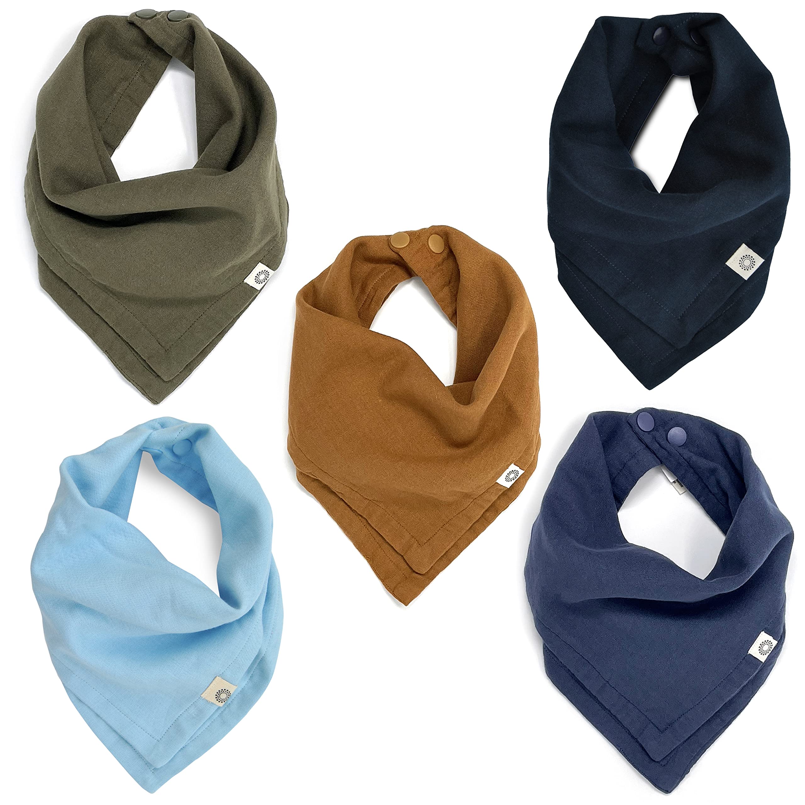 Kishu Baby Indi - GOTS Organic Muslin Bandana Scarf Bibs - Set of 5 (Northwest Bundle)