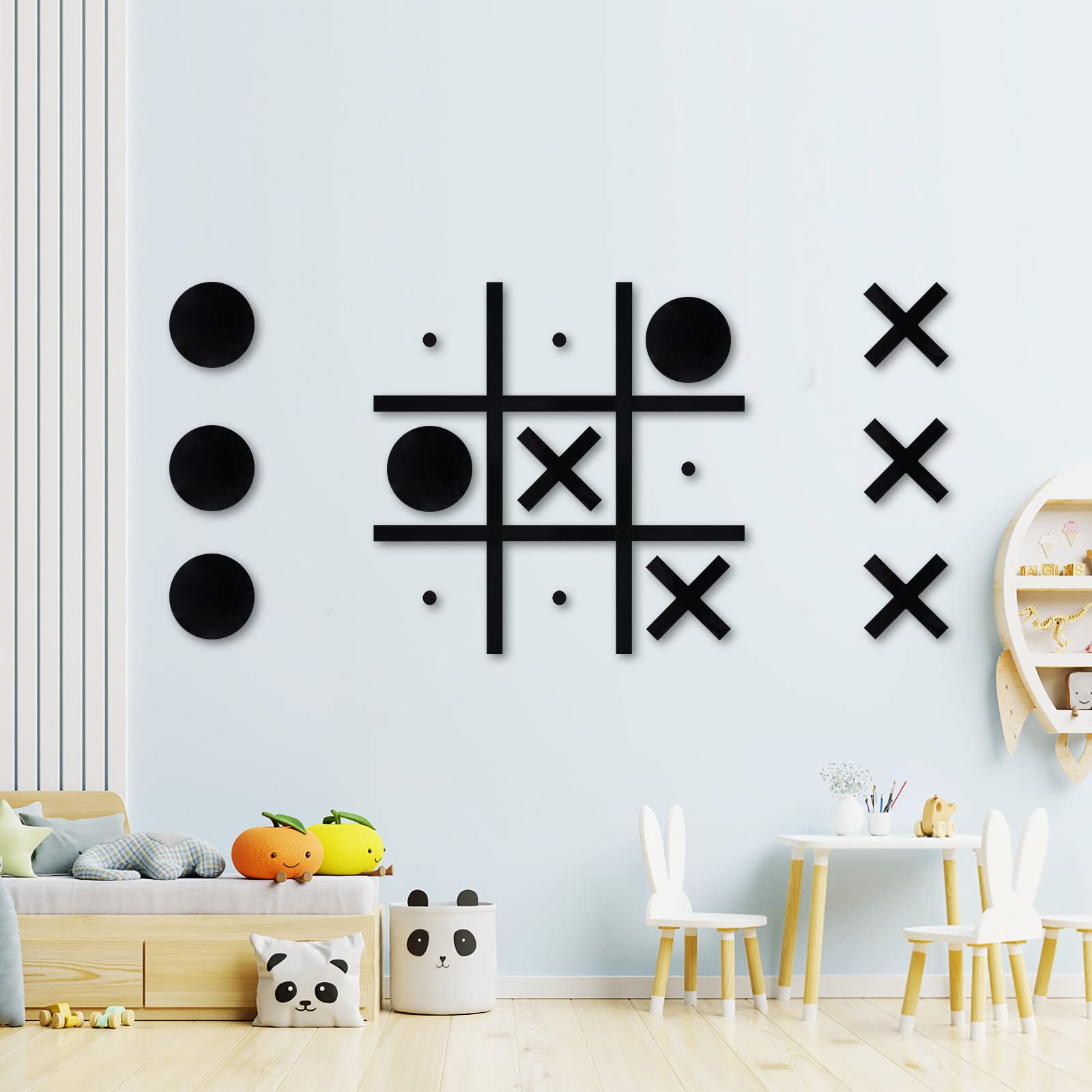 Magnetic Tic Tac Toe Wall-Mount Game, Game Room Decor,Kids&Adults Indoor Party Game,Modern Wall Decals for Kids Room