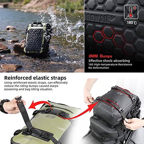 Rhinowalk Motorcycle Tail Bag Motorbike Side Bag 30L Full Waterproof Motor Saddle Pannier Bag Rear Rack Trunk Professional Motor Accessories-Green
