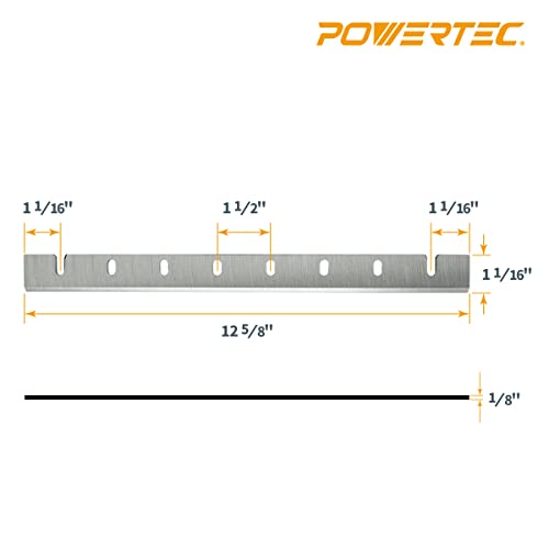 POWERTEC 12809V 12-1/2 Inch Planer Blades Replacement for DeWalt DW733 Planer, Replacement Woodworking Planer Knives for DW7332, Set of 2