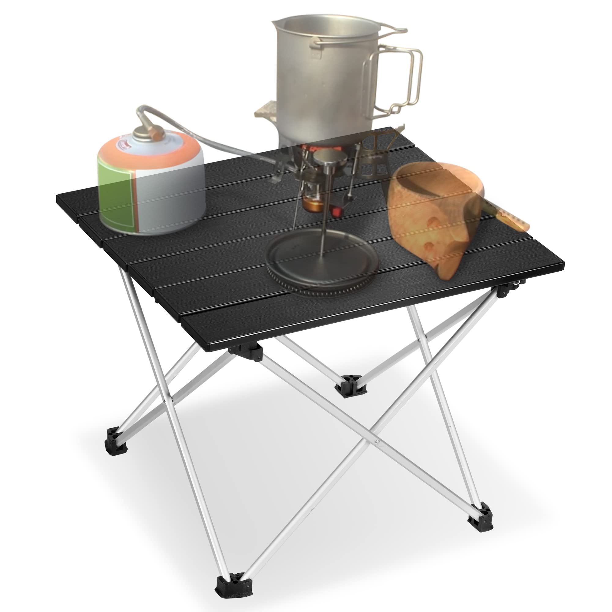 EDEUOEY Aluminum Folding Camping Table: Roll up Top Waterproof Bag Family Cooking Hiking Sand Picnic Low Mini Compact End Backpacking Outdoor Beach Collapsible Lightweight Small