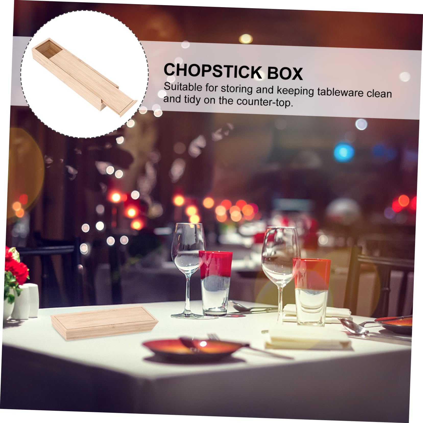 FELTECHELECTR 1pc Box Bamboo Rectangular Meal Silverware Organizer with Lid Camping Cutlery Organizer Expandable Cutlery Tray Travel Cutlery Bamboo Tableware Holder Work - Wooden Brush