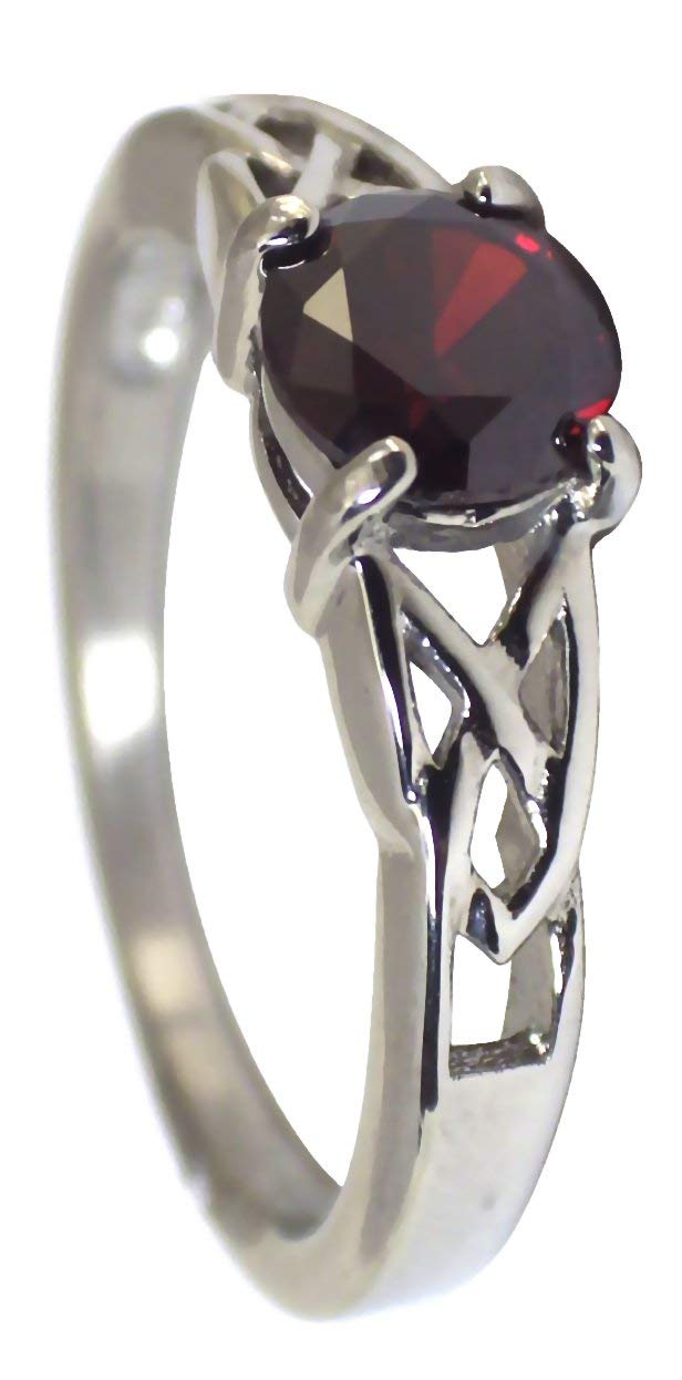Fantasy Forge Jewelry Womens January Birthstone Celtic Ring Red Cubic Zirconia Size 9