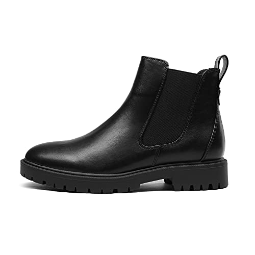 DREAM PAIRS Women's Low Heel Chelsea Ankle Boots Fashion Slip On Elastic Fall Booties Shoes,Size 8,BLACK/PU,DAB213