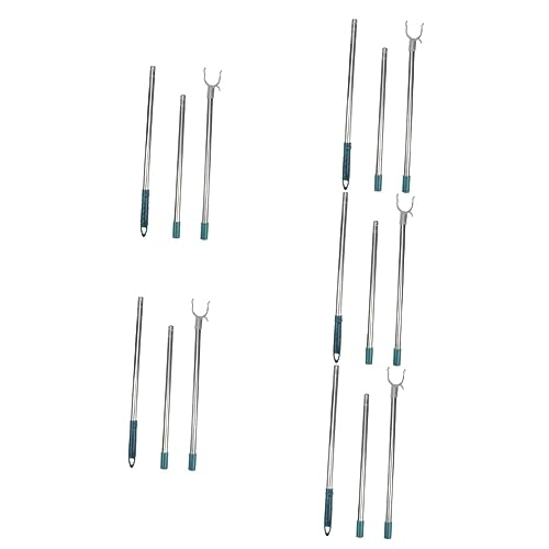 NOLITOY 5pcs stitching clothes rail curtain rod hooks outdoor tools outdoor window shade Clothes Drying Pole extended closet pole metal retriever rod Splicing Clothesline Pole Clothes Rod