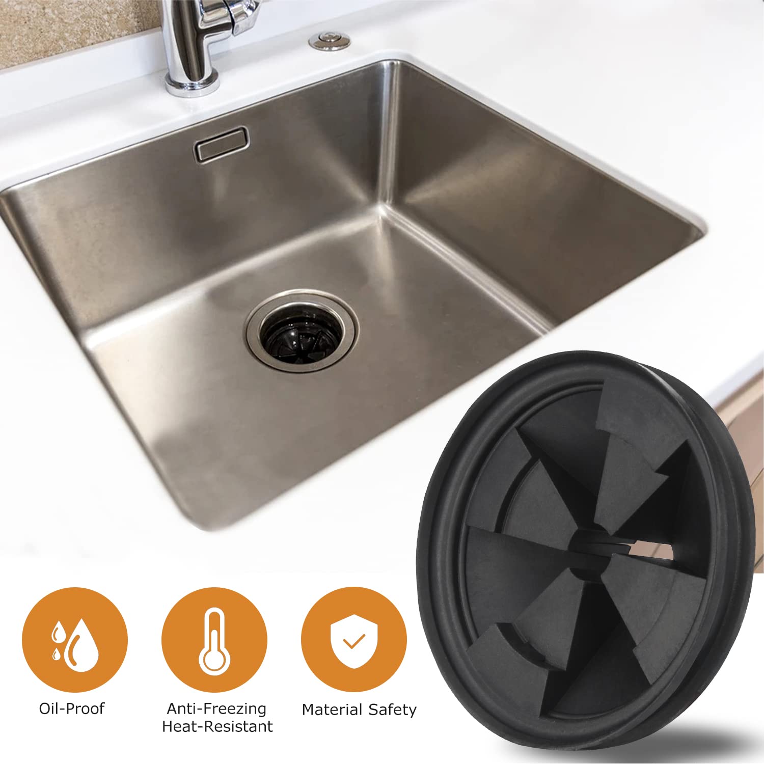Garbage Disposal Splash Guard, Upgraded EPDM Rubber 3 3/8" for InSinkErator Evolution Series QCB-AM Kitchen Sink Baffle Drain Cover Removable Quiet Collar Insert Parts